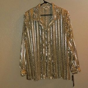 Alia | Tops | Alia Sheer Metallic Thread Blouse | Poshmark